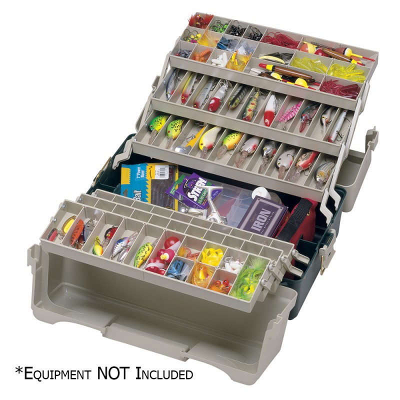 Plano Large Hip Roof Tackle Box w/6-Trays - Dark Green Metallic/Beige